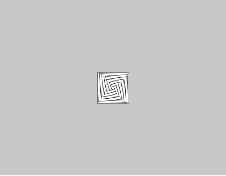 Multiple squares nested inside each other rotated a litle each time